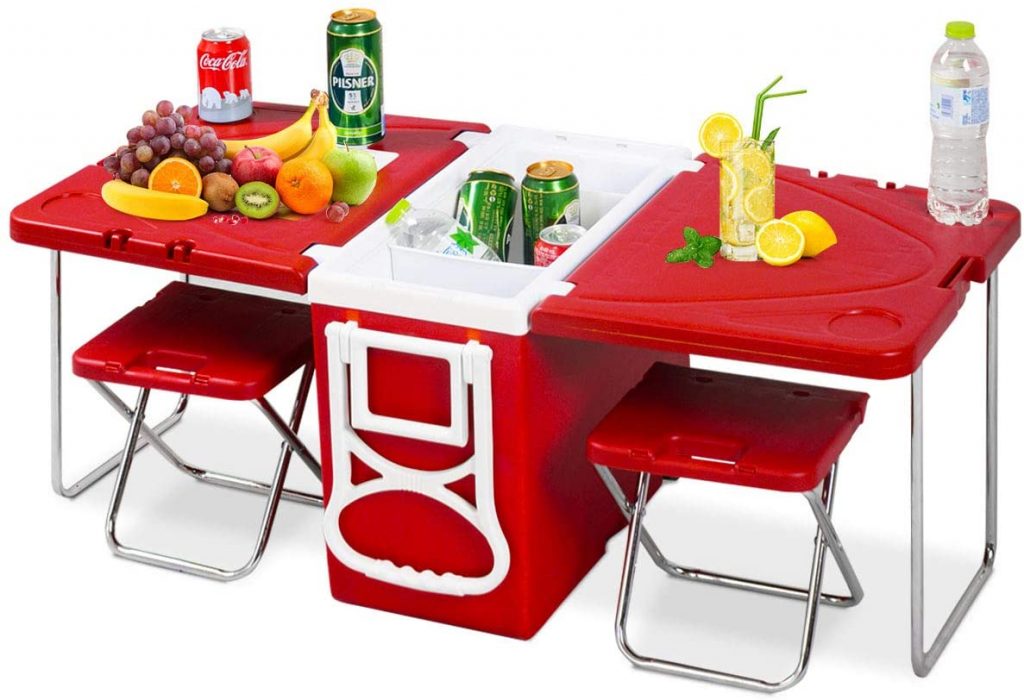 Rolling Cooler Picnic Camping Table - Camping Galore